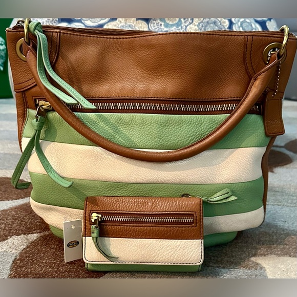Fossil | Bags | Fossil Karli Bucket Bag Wallet Tan Pebbled Leather ...